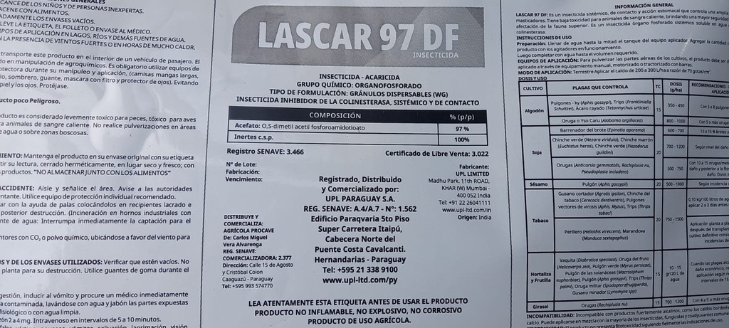 LASCAR 97DFX1KG ACEFATO | Hortipro S.R.L